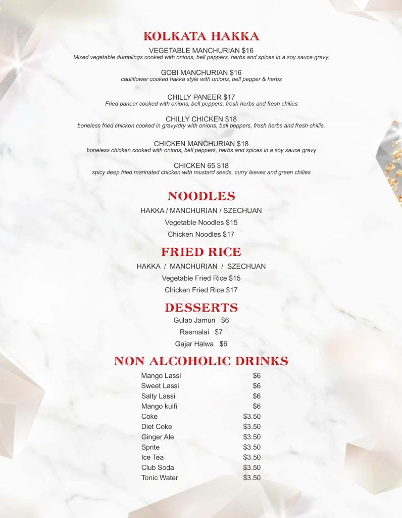 Our Menus – The Kings Kurry – Authentic Indian and Hakka Cuisine in Toronto
